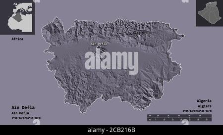 Shape of Aïn Defla, province of Algeria, with its capital isolated on ...