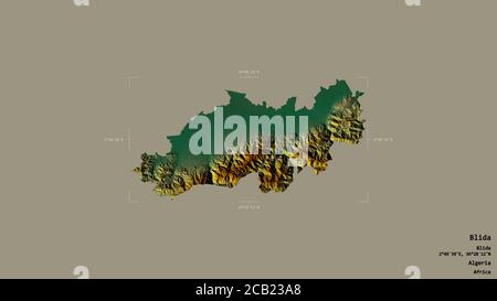 Area of Blida, province of Algeria, isolated on a solid background in a ...