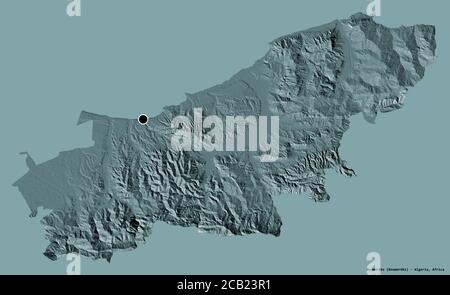 Boumerdes, province of Algeria. Solid color shape. Locations of major ...