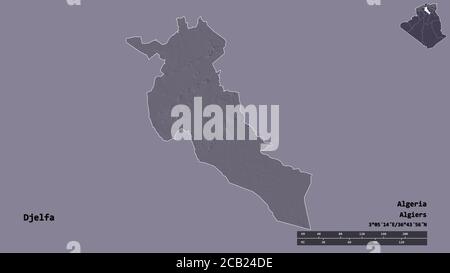 Djelfa, province of Algeria. Colored elevation map with lakes and ...