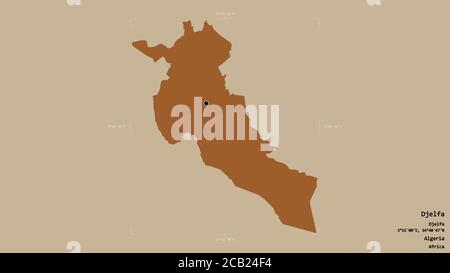 Area of Djelfa, province of Algeria, isolated on a solid background in ...