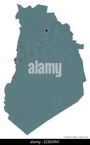 El Bayadh, province of Algeria. Colored elevation map with lakes and ...