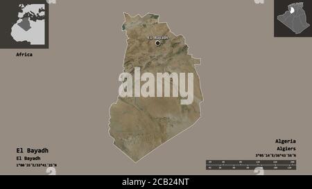 Shape of El Bayadh, province of Algeria, with its capital isolated on a ...