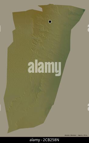 Ghardaia, province of Algeria. Solid color shape. Locations and names ...