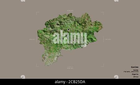 Area of Guelma, province of Algeria, isolated on a solid background in ...