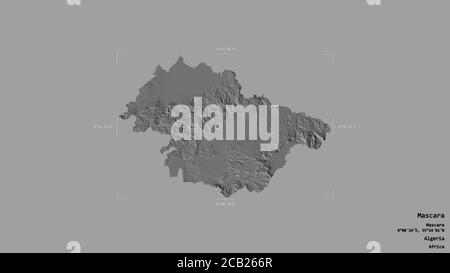 Area of Mascara, province of Algeria, isolated on a solid background in ...