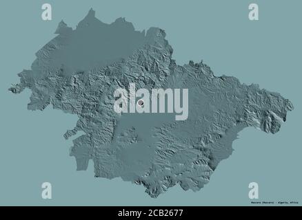 Mascara, province of Algeria. Colored elevation map with lakes and ...