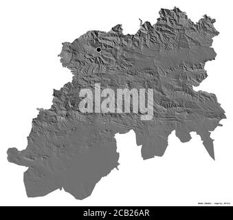 Medea, province of Algeria. Bilevel elevation map with lakes and rivers ...