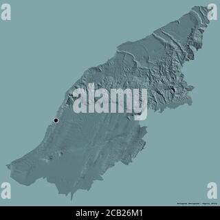 Mostaganem, province of Algeria. Colored elevation map with lakes and ...