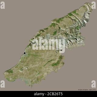 Mostaganem, province of Algeria. Solid color shape. Locations and names ...