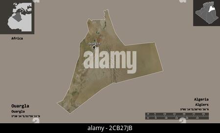 Shape of Ouargla, province of Algeria, with its capital isolated on ...