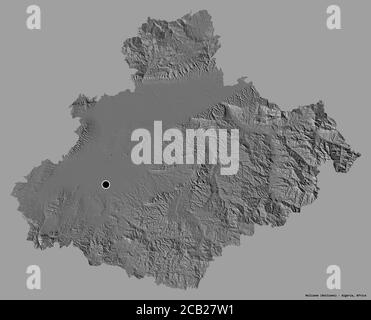 Relizane, province of Algeria. Bilevel elevation map with lakes and ...