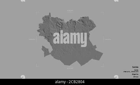 Saida, province of Algeria. Bilevel elevation map with lakes and rivers ...