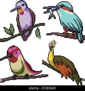 pixel art of small bird on branch Stock Vector Image & Art - Alamy