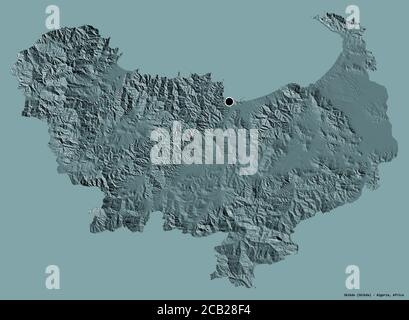 Skikda, province of Algeria. Colored elevation map with lakes and ...