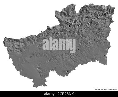 Souk Ahras, province of Algeria. Elevation map colored in sepia tones ...