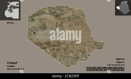 Shape of Tindouf, province of Algeria, with its capital isolated on a ...