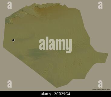 Tindouf, province of Algeria. Solid color shape. Locations and names of ...