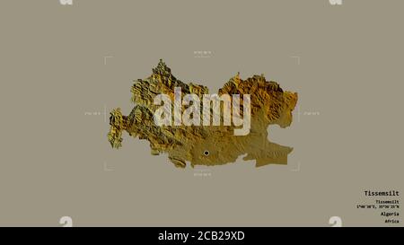 Zoom in on Tissemsilt (province of Algeria) extruded. Oblique ...