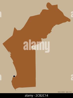 Shape of Cabinda, province of Angola, with its capital isolated on ...