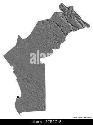 Cabinda, province of Angola. Bilevel elevation map with lakes and ...
