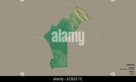 Area of Cabinda, province of Angola, isolated on a solid background in ...