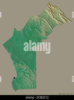 Cabinda, province of Angola. Solid color shape. Locations of major ...