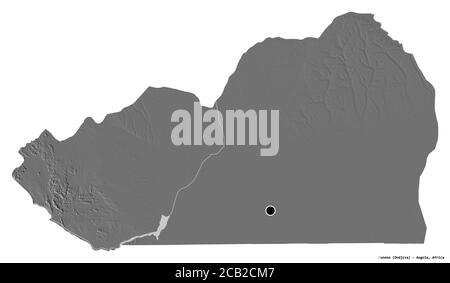 Cunene, province of Angola. Bilevel elevation map with lakes and rivers ...
