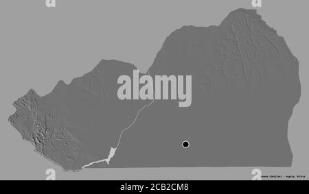 Cunene, province of Angola. Bilevel elevation map with lakes and rivers ...
