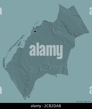 Luanda, province of Angola. Colored elevation map with lakes and rivers ...