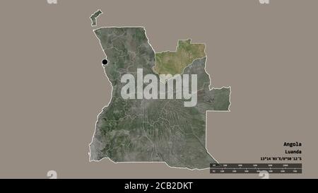 Lunda Norte, province of Angola. Satellite imagery. Shape presented ...