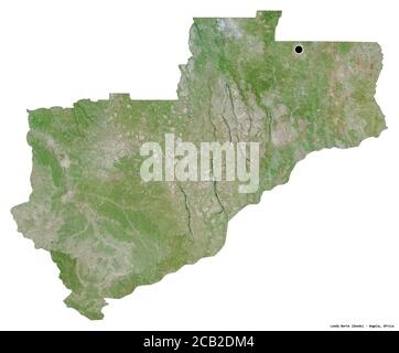 Lunda Norte, province of Angola. Satellite imagery. Shape presented ...