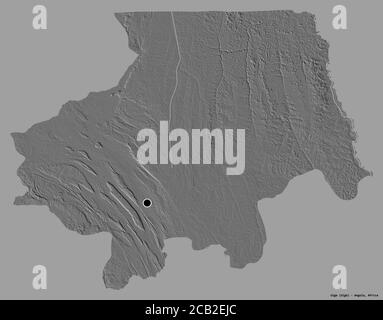 Uige, province of Angola. Solid color shape. Locations of major cities ...