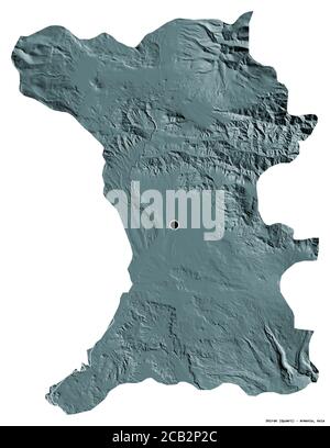 Shirak, province of Armenia. Colored elevation map with lakes and ...