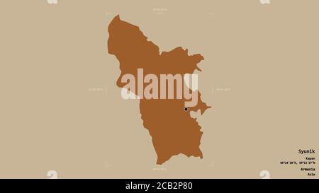 Area of Syunik, province of Armenia, isolated on a solid background in ...
