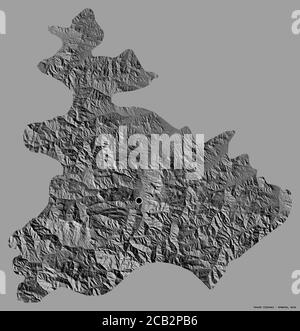 Tavush, province of Armenia. Bilevel elevation map with lakes and ...