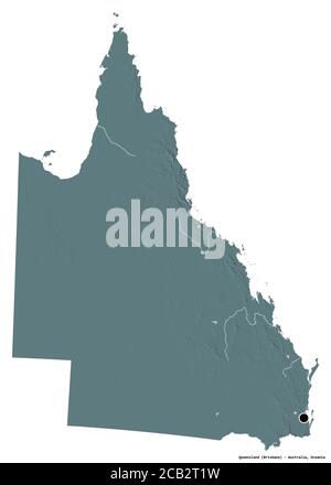 Shape of Queensland, state of Australia, and its capital. Distance ...