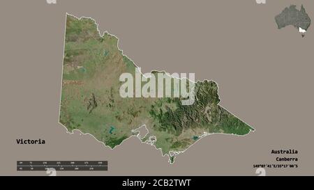 Satellite view of Victoria, Australia (with administrative boundaries ...