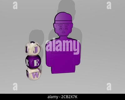 3D illustration of harp graphics and text made by metallic dice letters ...