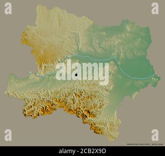 Niederosterreich, state of Austria. Solid color shape. Locations and ...