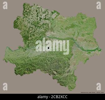 Niederosterreich, state of Austria. Solid color shape. Locations and ...