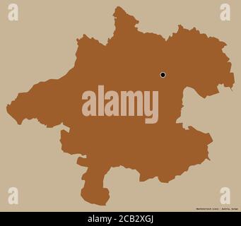 Oberosterreich, state of Austria. Solid color shape. Locations and ...