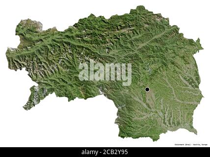 Shape of Steiermark, state of Austria, with its capital isolated on a ...