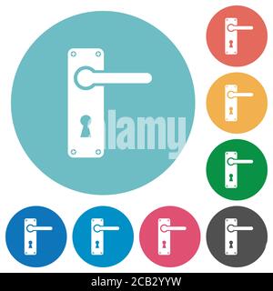 Right handed door handle with screws flat white icons on round color ...