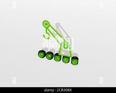 CRANE cubic letters with 3D icon on the top, 3D illustration Stock ...