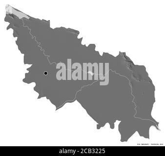 Aran, region of Azerbaijan. Bilevel elevation map with lakes and rivers ...
