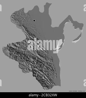 Lankaran, region of Azerbaijan. Bilevel elevation map with lakes and ...