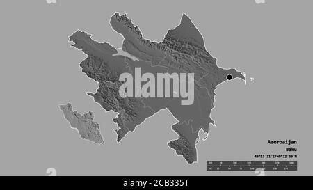 Nakhchivan, region of Azerbaijan. Bilevel elevation map with lakes and ...