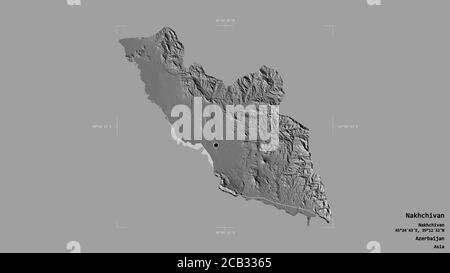 Nakhchivan, region of Azerbaijan. Bilevel elevation map with lakes and ...