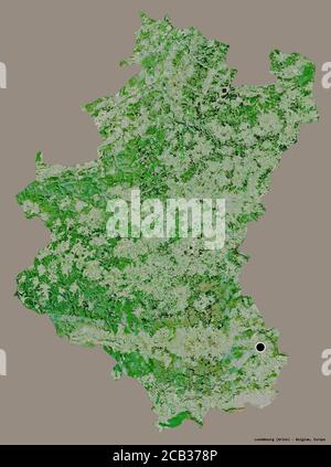 Luxembourg, province of Belgium. Solid color shape. Locations of major ...